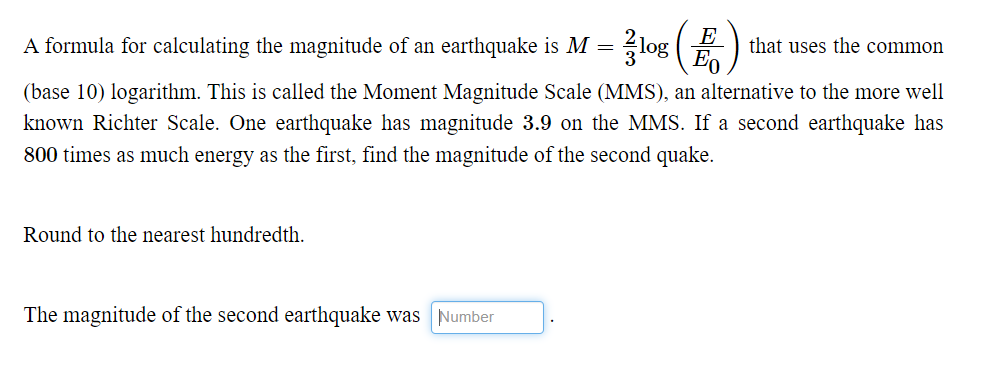 Solved A formula for calculating the magnitude of an | Chegg.com