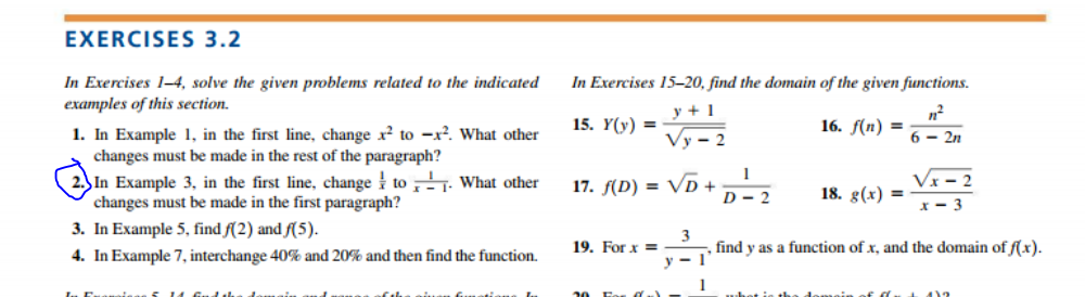 Solved EXERCISES 3.2 In Exercises 15-20, find the domain of | Chegg.com