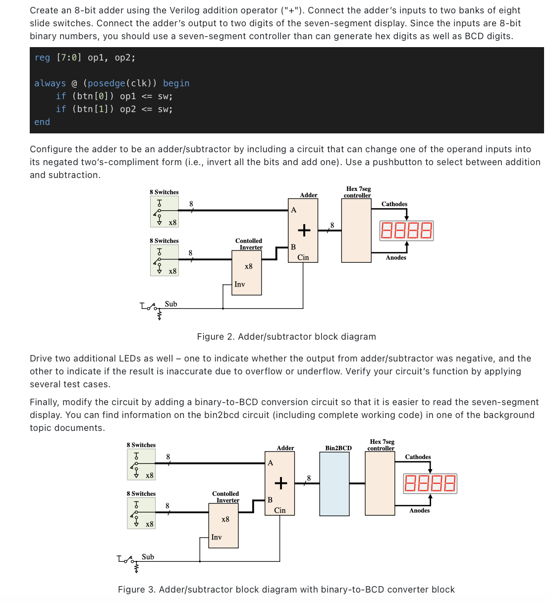 Solved Please provide the verilog code in vivado 2022.2﻿with | Chegg.com