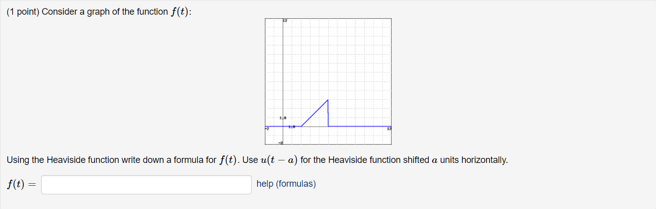 Solved (1 point) Consider a graph of the function f(t): 1 | Chegg.com