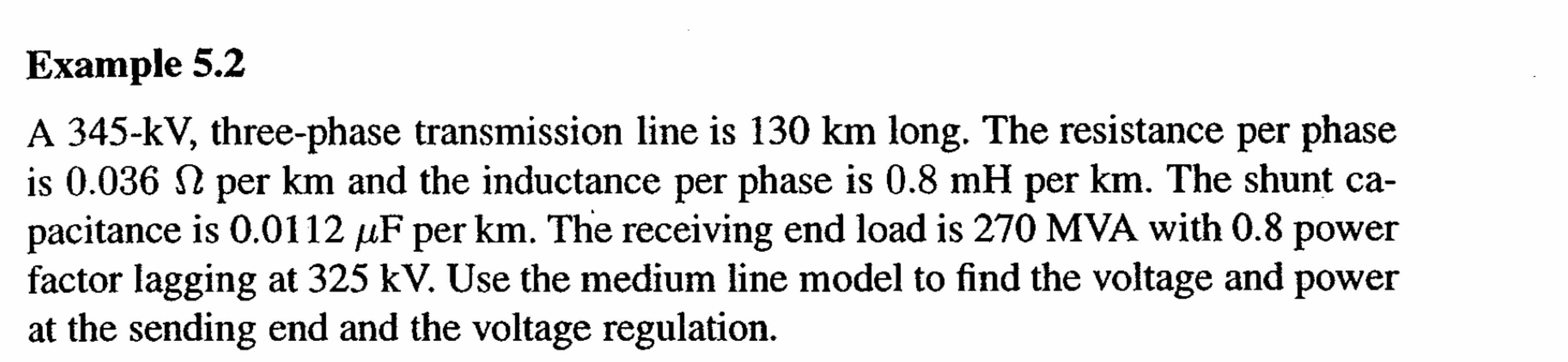 Solved Example 5.2A 345-kV, ﻿three-phase transmission line | Chegg.com