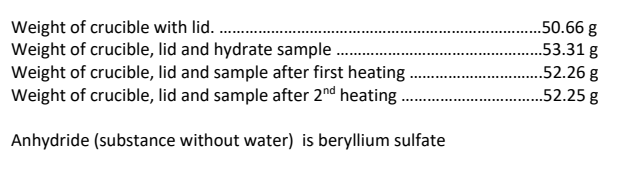 Solved Weight of crucible with lid. | Chegg.com