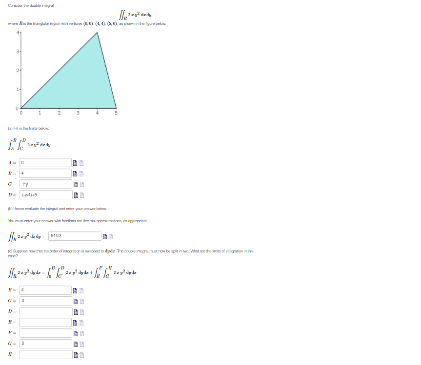 Solved Consider The Double Integral Sex 22y Dz Dy Where Is