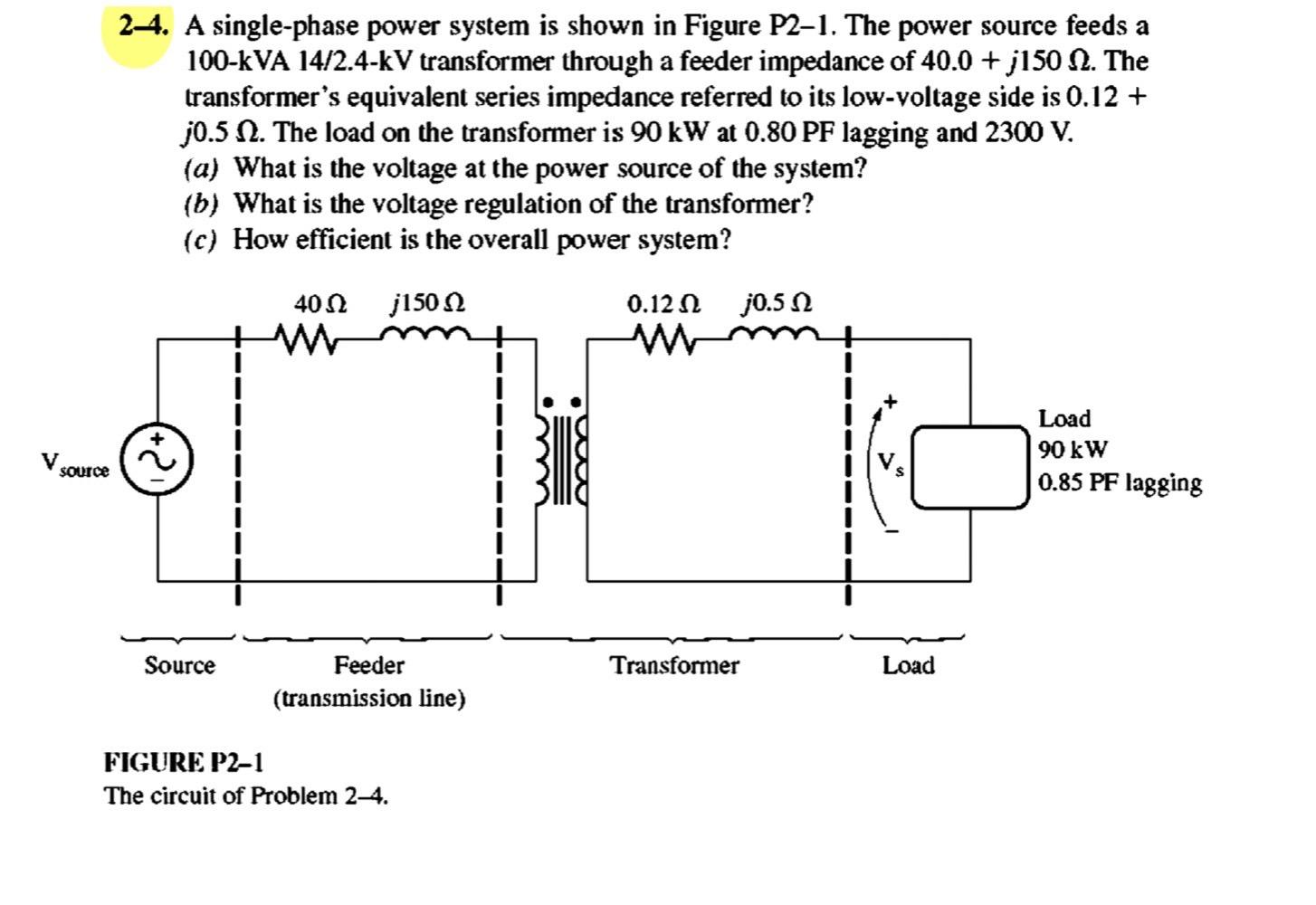 Solved 24. A single-phase power system is shown in Figure | Chegg.com