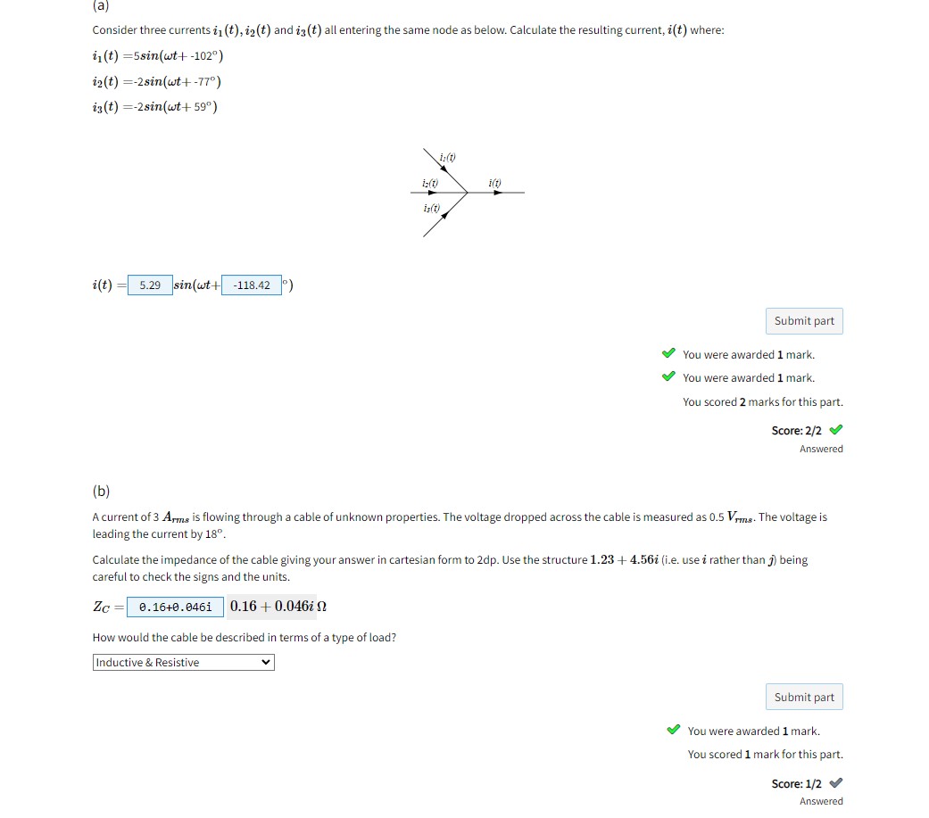 Solved Not sure how to work out Zc in part b, ﻿answer I put | Chegg.com