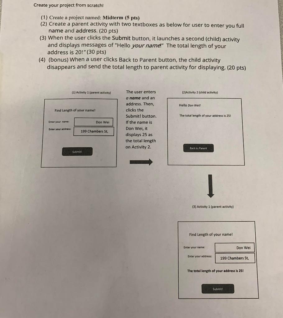 Create your project from scratch! (1) Create a | Chegg.com