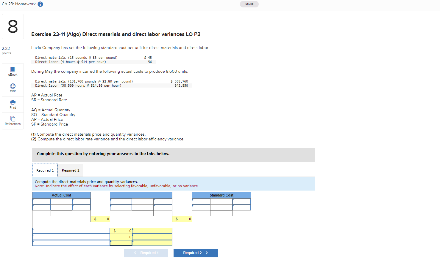 Solved Exercise 23-11 (Algo) Direct materials and direct | Chegg.com