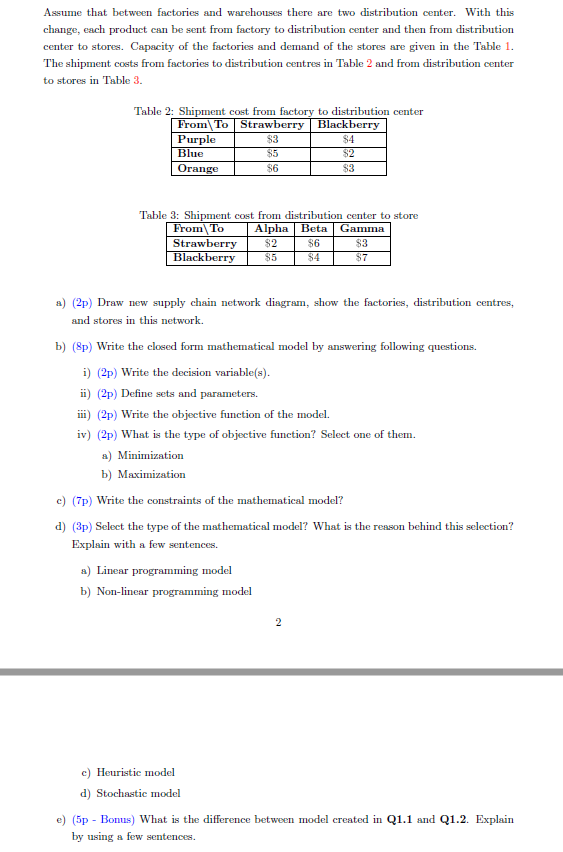 Solved Assume that between factories and warehouses there | Chegg.com