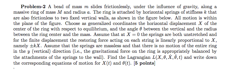 Solved Problem-2 A bead of mass m slides frictionlessly, | Chegg.com