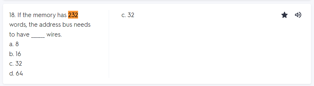 Solved C. 32 18. If the memory has 232 words, the address | Chegg.com