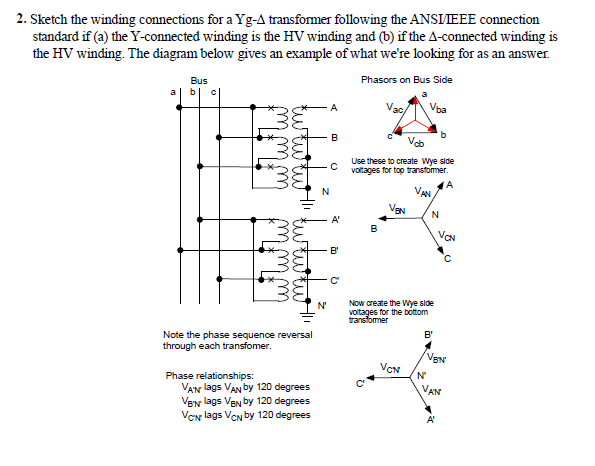 Solved 2. Sketch the winding connections for a Yg-A | Chegg.com