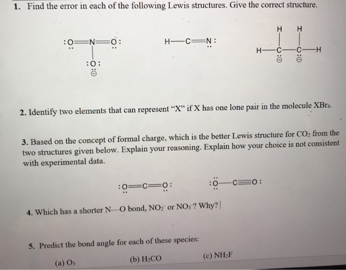 Solved 1. Find the error in each of the following Lewis | Chegg.com