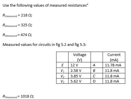 Solved R1 measured =218Ω;R2 measured =325Ω;R3 measured | Chegg.com