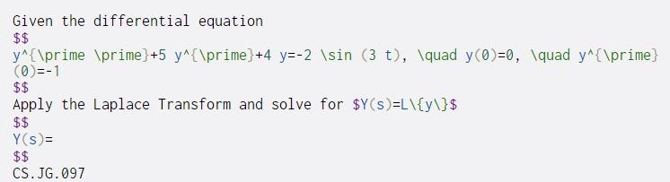 Solved Given the differential equation $$ y^{\prime \prime} | Chegg.com