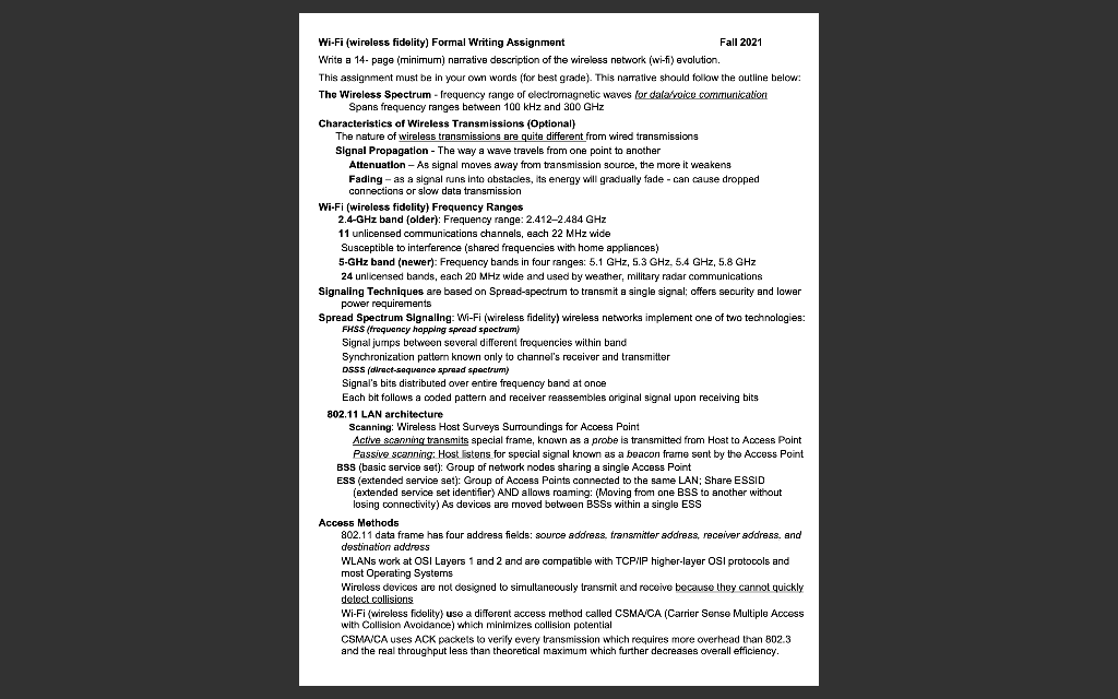 Solved Wi-Fi (wireless fidelity) Formal Writing Assignment | Chegg.com