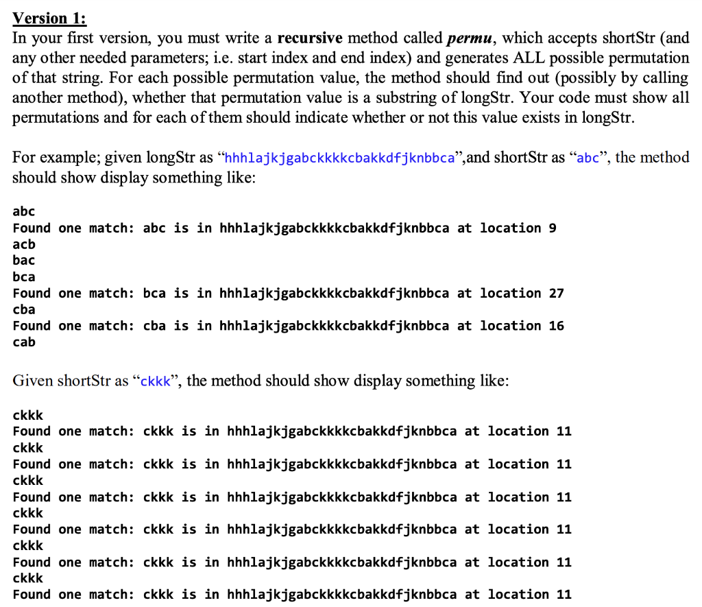 Solved Version 1: In your first version, you must write a | Chegg.com