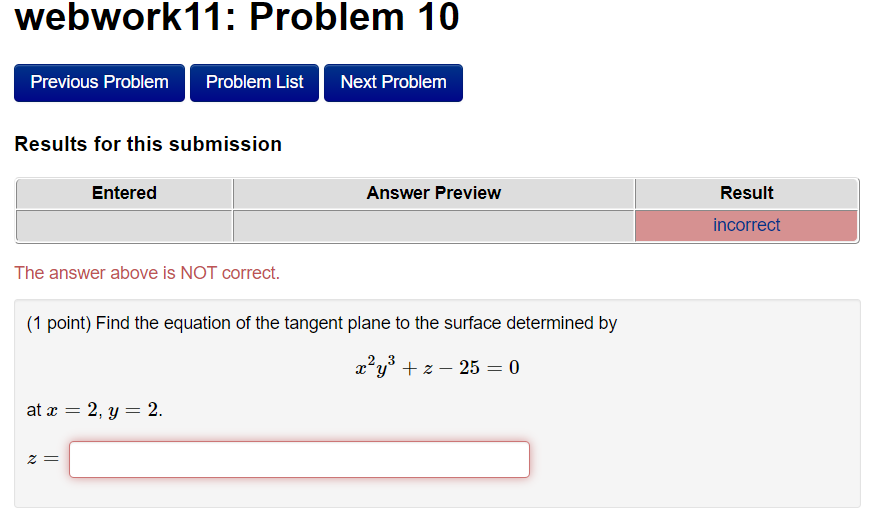 Solved webwork11: Problem 10 Previous Problem Problem List | Chegg.com