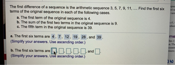 Solved The first difference of a sequence is the arithmetic | Chegg.com