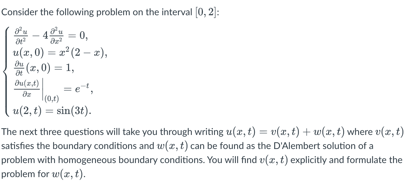 Solved Consider the following problem on the interval [0,2] | Chegg.com