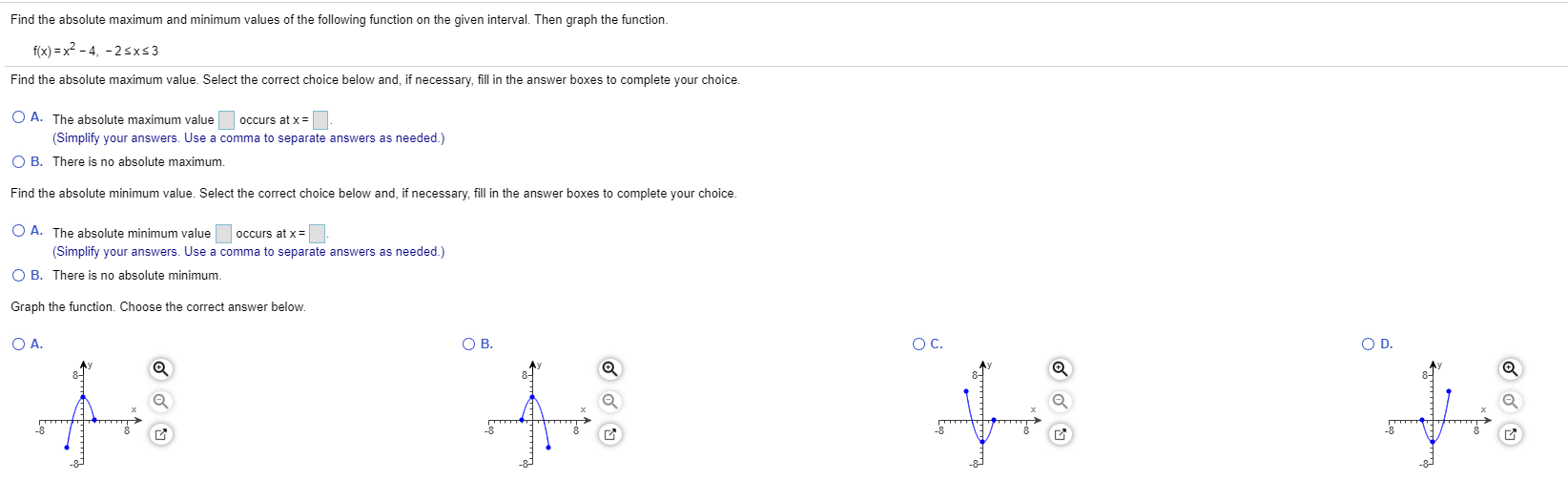 Solved Find the absolute maximum and minimum values of the | Chegg.com