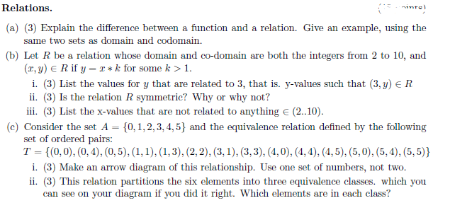 Solved Relations ntel (a) (3) Explain the difference between | Chegg.com