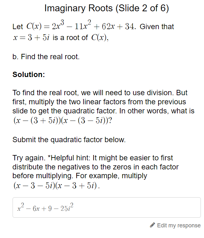 Solved Imaginary Roots (Slide 2 of 6) Let C(x) = 273 – 11.6? | Chegg.com