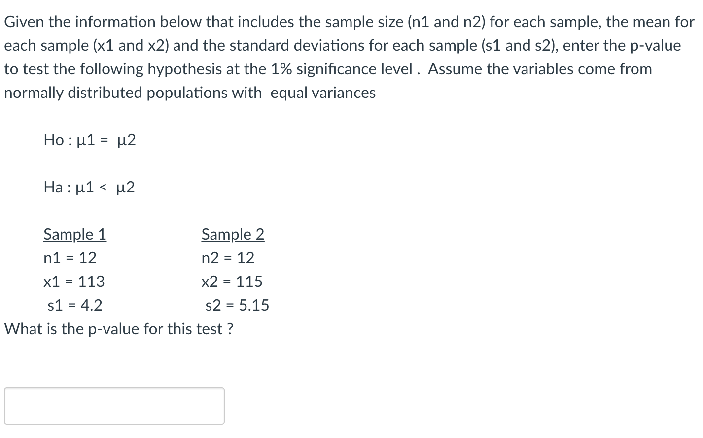 Solved Given the information below that includes the sample | Chegg.com