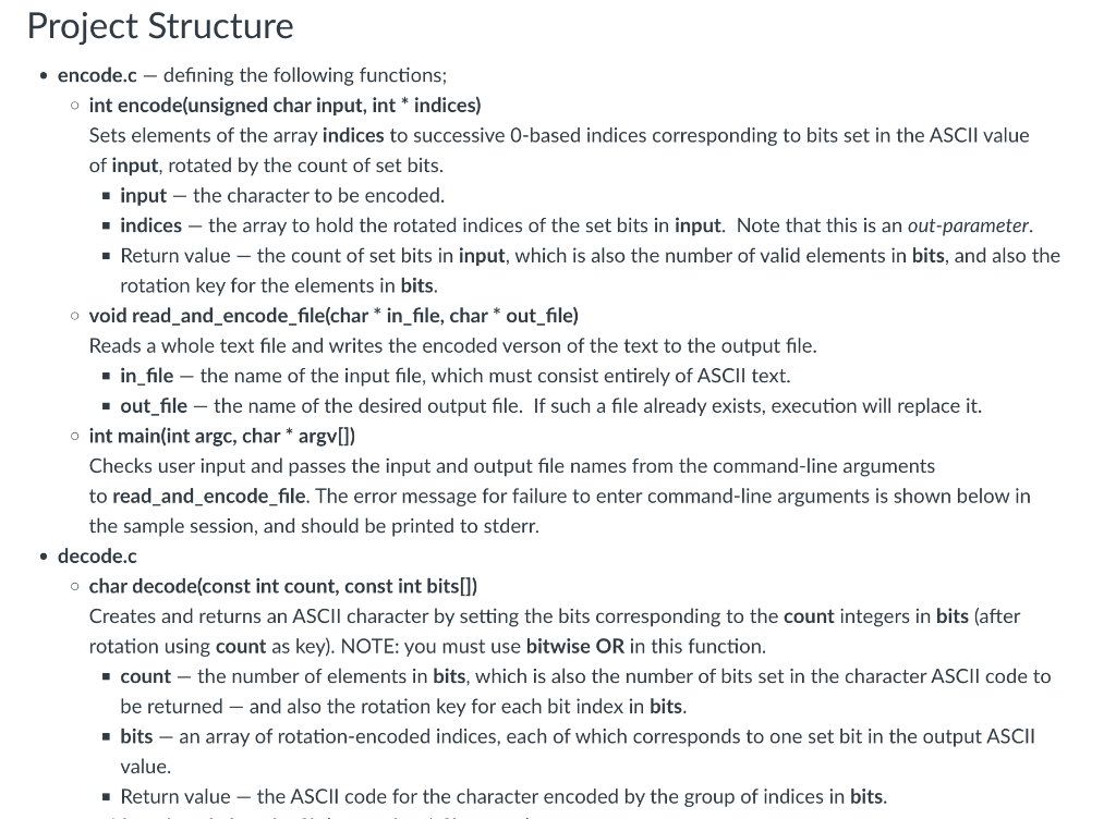 Solved This project implements a simple encoding and | Chegg.com