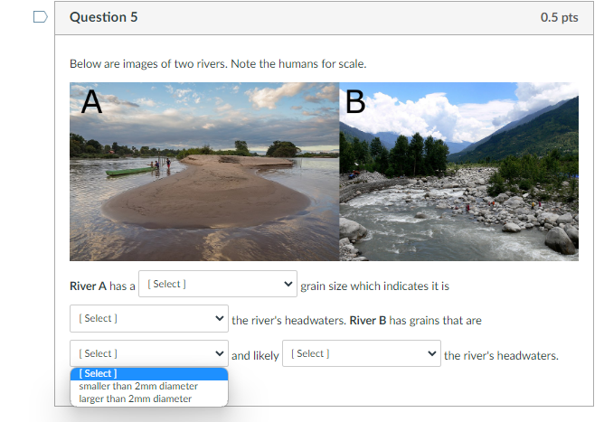 Solved Below are images of two rivers. Note the humans for | Chegg.com