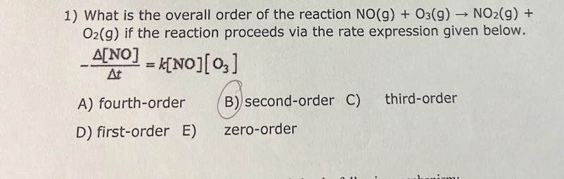 Solved 1) What is the overall order of the reaction | Chegg.com