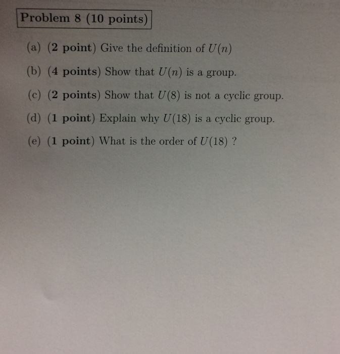 Solved Problem 8 (10 points) (a) (2 point) Give the | Chegg.com Solved Problem 8 (10 points) (a) (2 point) Give the | Chegg.com