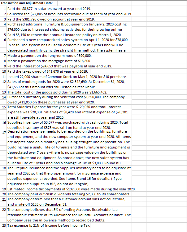 Solved Complete the Journal Entries for all 2020 transaction | Chegg.com