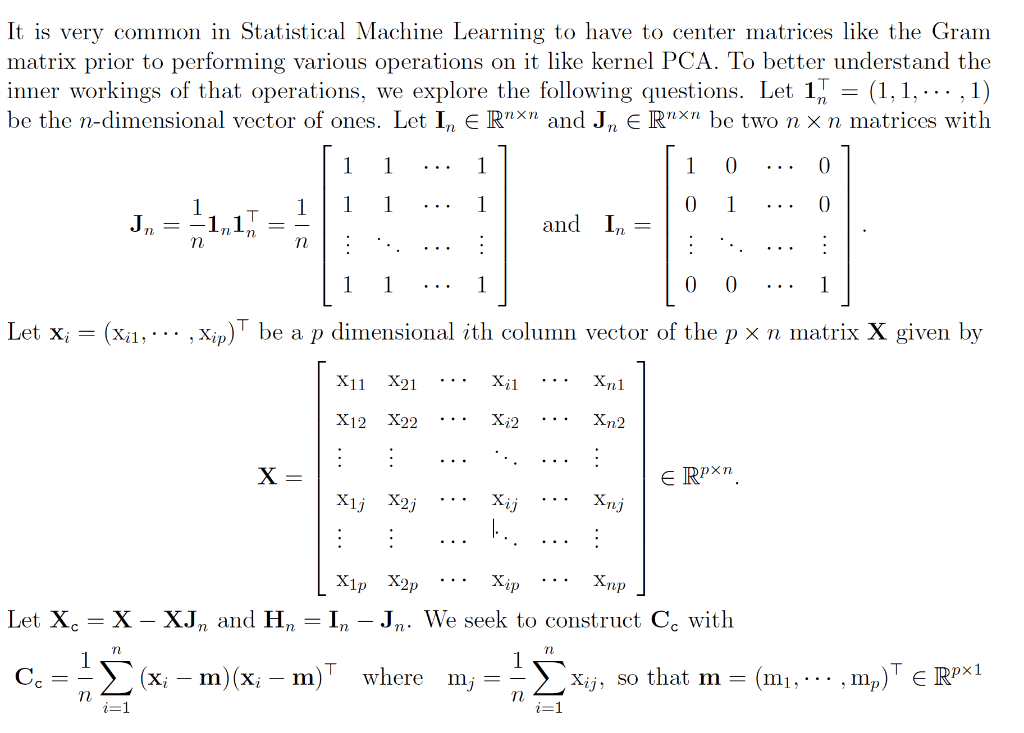 Solved It is very common in Statistical Machine Learning to | Chegg.com