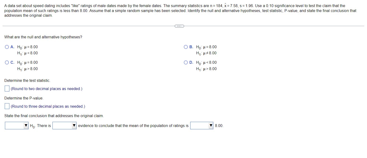 Solved addresses the original claim. What are the null and | Chegg.com