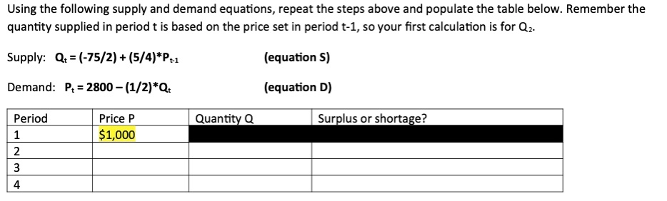 Solved Using the following supply and demand equations, | Chegg.com