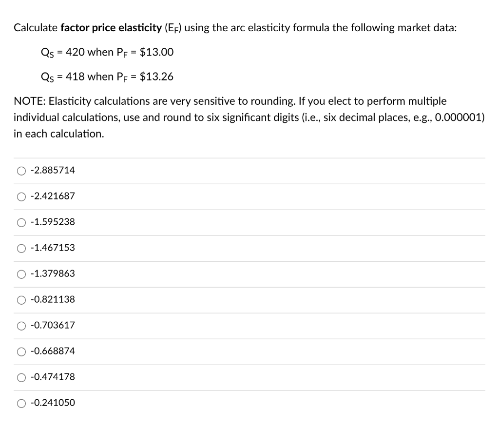 Solved Using either the arc elasticity formula or calculus, | Chegg.com