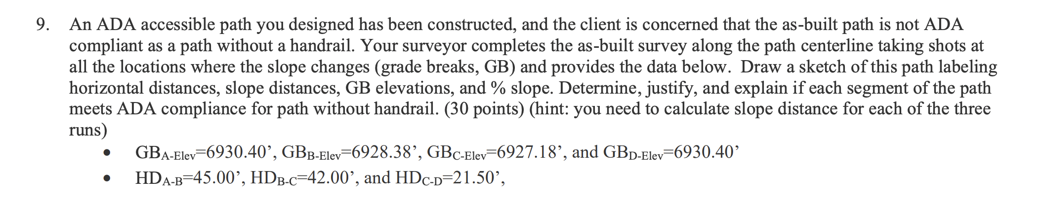Solved An ADA accessible path you designed has been | Chegg.com