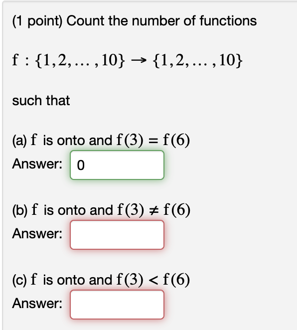 Solved (1 ﻿point) ﻿Count the number of | Chegg.com