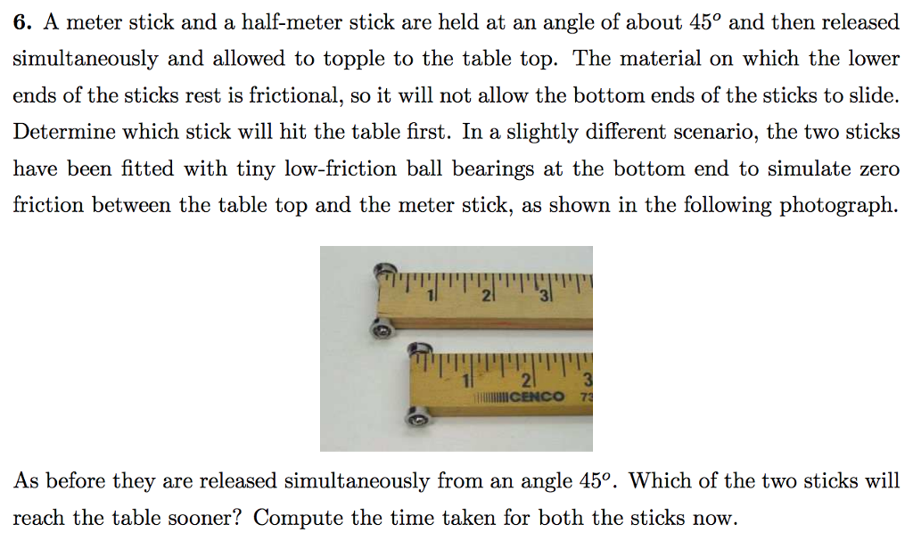 Solved 6. A meter stick and a half-meter stick are held at | Chegg.com