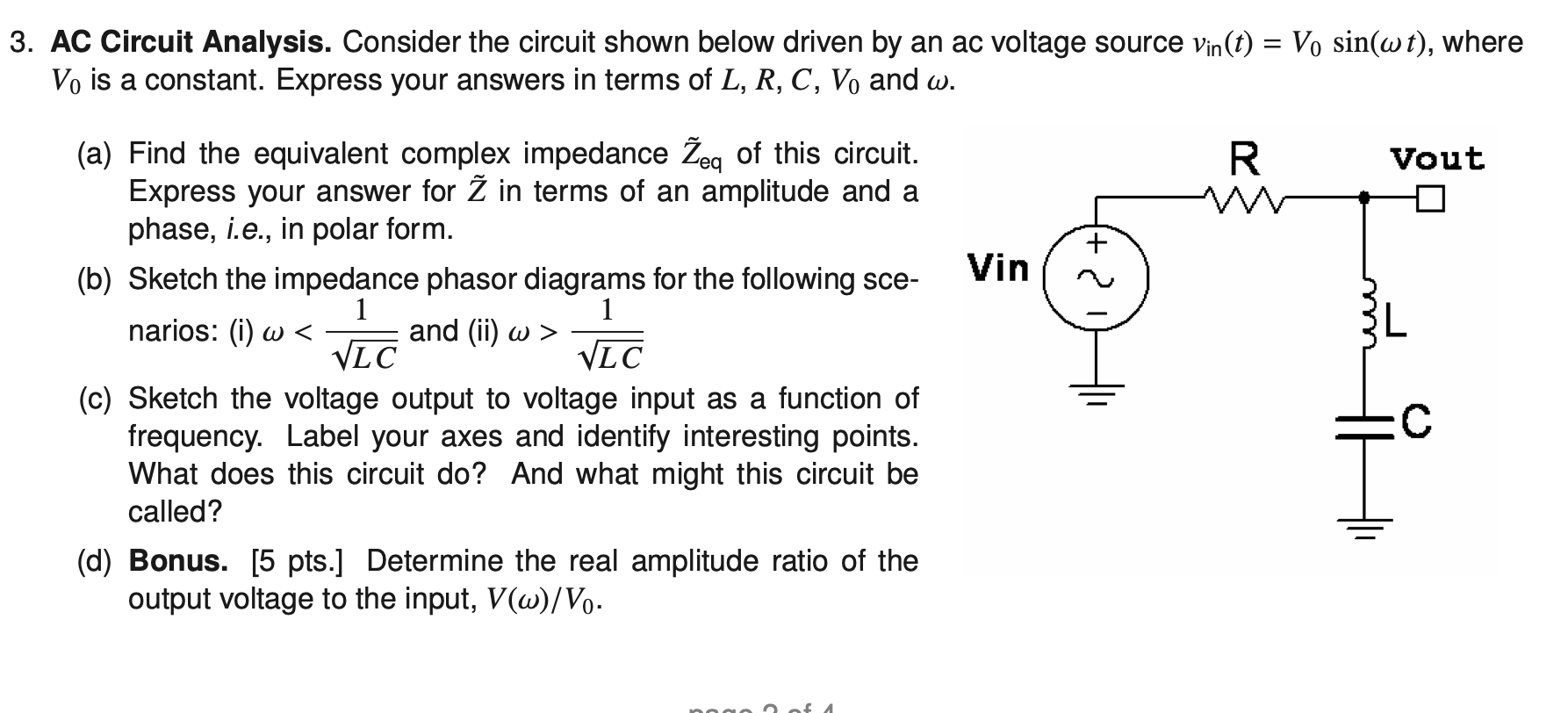 Solved 3. AC Circuit Analysis. Consider the circuit shown | Chegg.com
