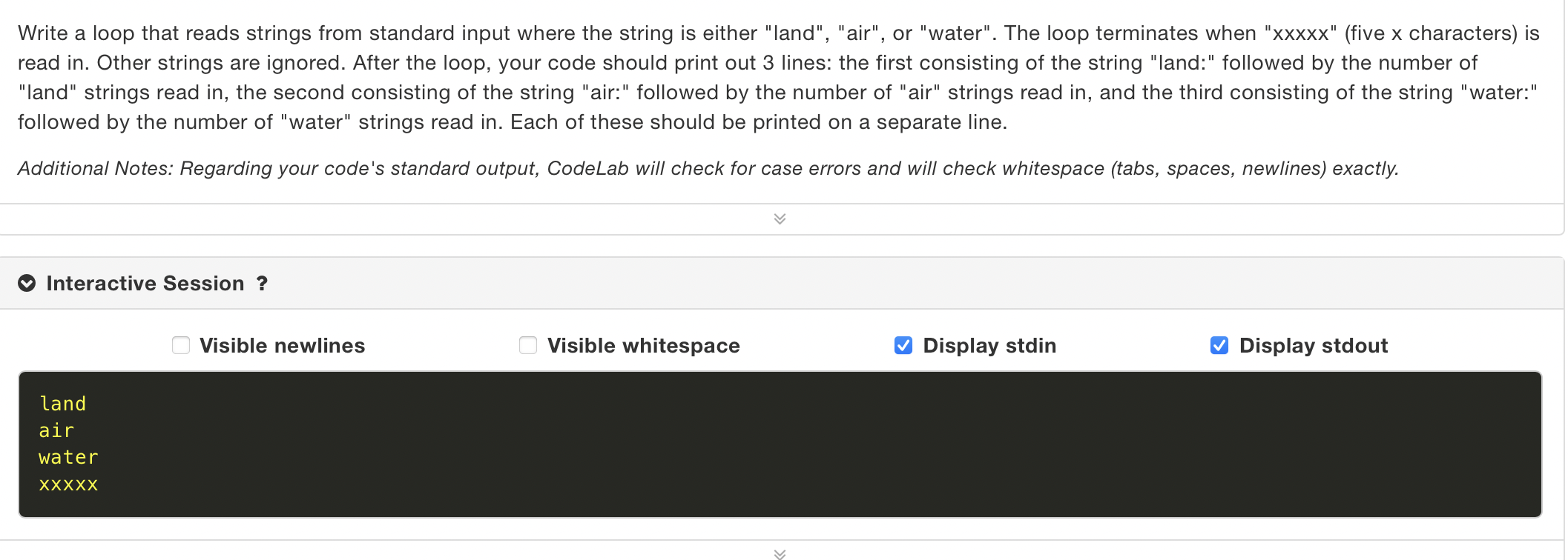 Solved Write a loop that reads strings from standard input | Chegg.com
