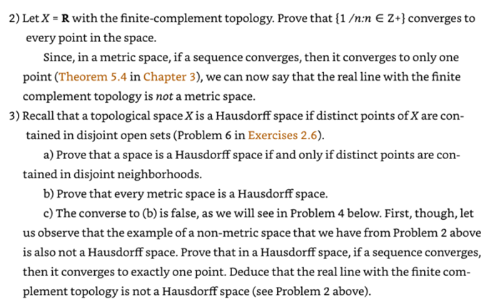 Solved 2) Let X=R with the finite-complement topology. Prove | Chegg.com