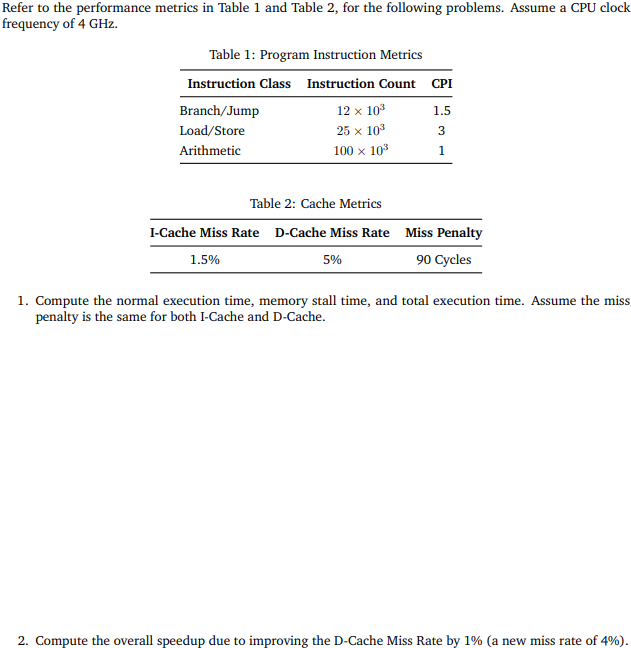 Solved Refer to the performance metrics in Table 1 and Table | Chegg.com