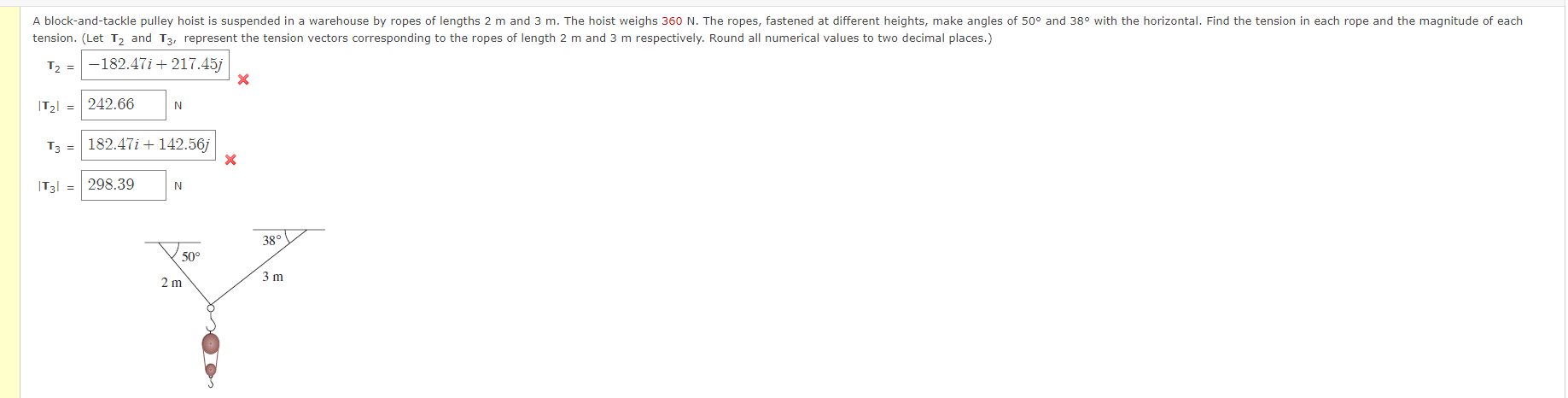 Solved tension. (Let T2 and T3, represent the tension | Chegg.com