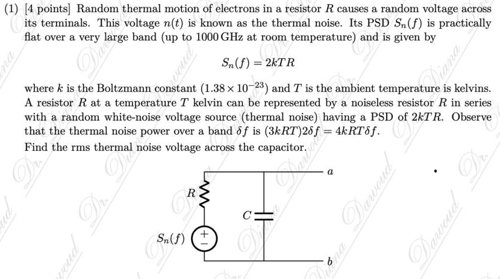 Solved 1) [4 points] Random thermal motion of electrons in a | Chegg.com