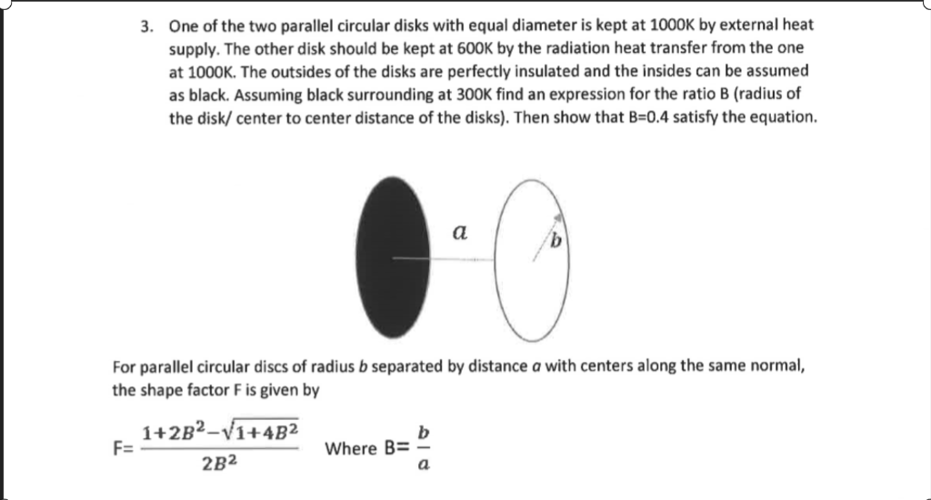Solved One of the two parallel circular disks with equal | Chegg.com