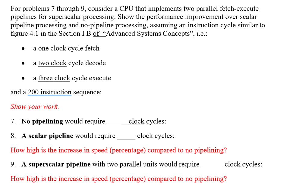 Solved For problems 7 through 9, consider a CPU that | Chegg.com
