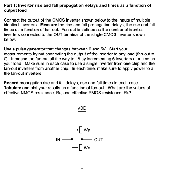 Part 1: Inverter rise and fall propagation delays and | Chegg.com