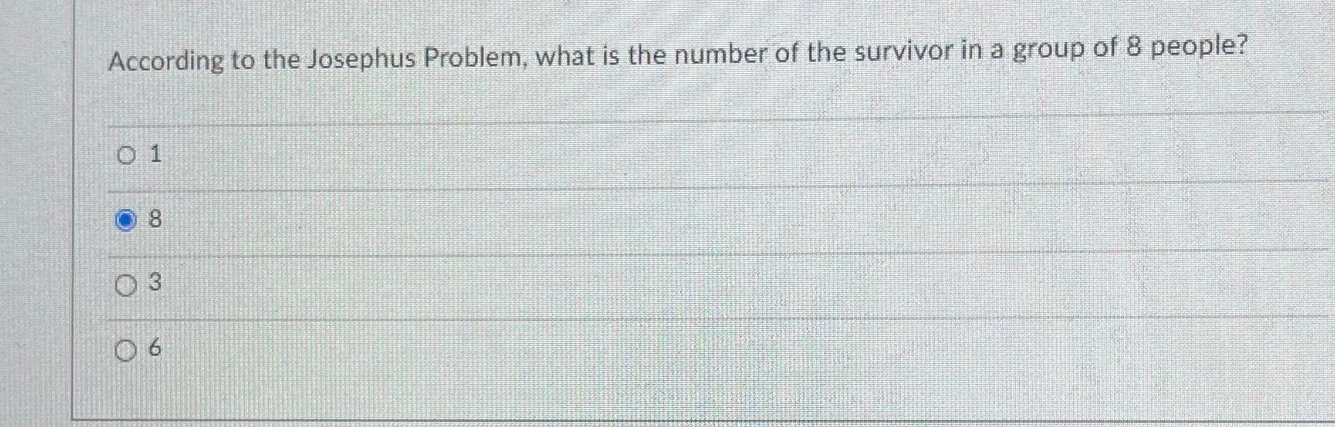 Solved According to the Josephus Problem, what is the number | Chegg.com