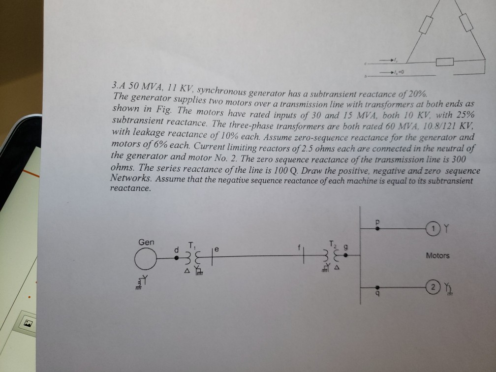 Solved 3. A 50 MVA, 11 KV, synchronous generator has a | Chegg.com
